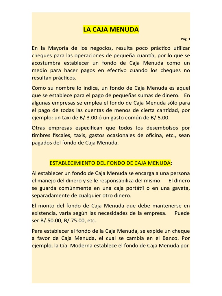 M2-U6-Teoría-La Caja Menuda | PDF | Cheque | Dinero
