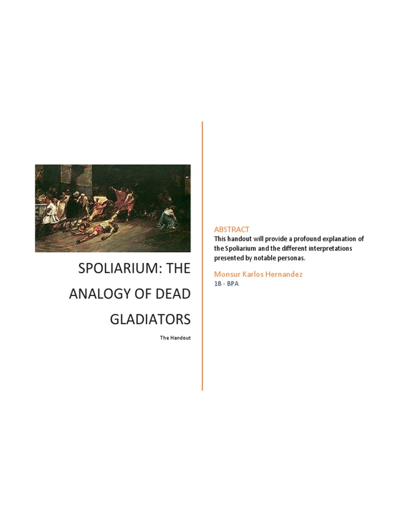 Spoliarium: The Analogy of Dead Gladiators | PDF
