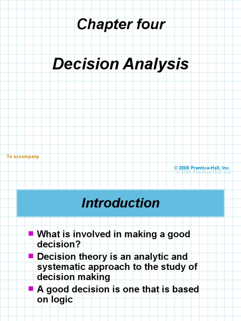 Chapter Four: Decision Analysis | PDF | Decision Making | Applied Mathematics