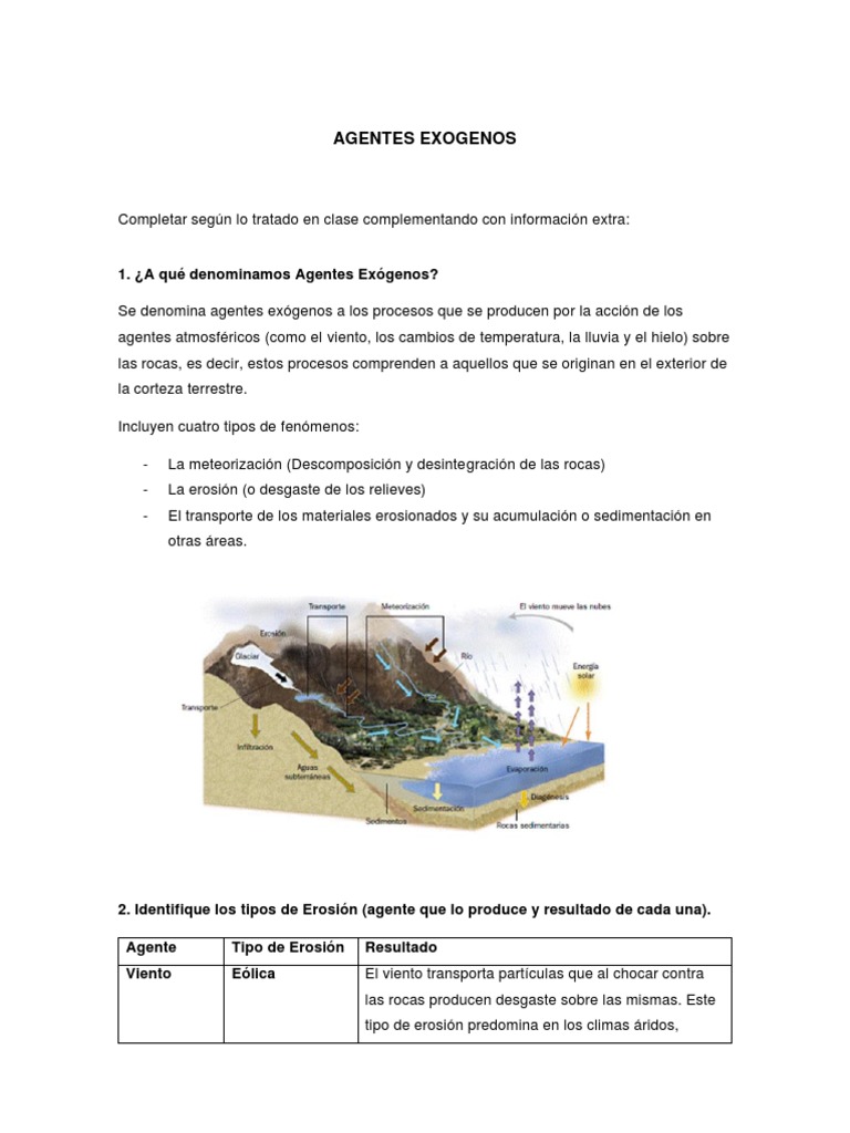 Agentes Exogenos | PDF | Meteorización | Roca (geología)