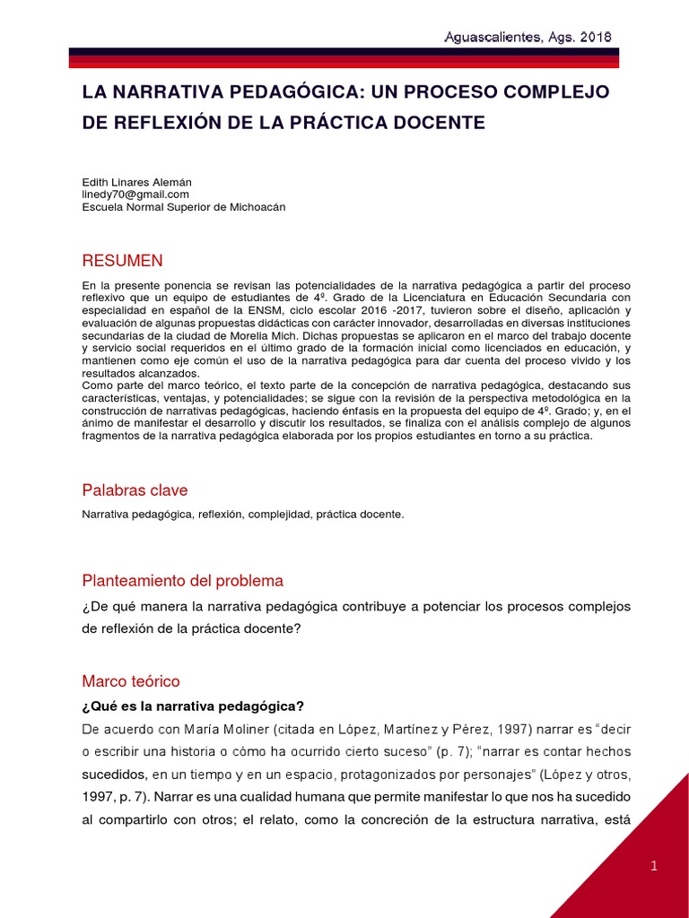 Narrativa Pedagógica Reflexión Practica Docente | Descargar gratis PDF ...