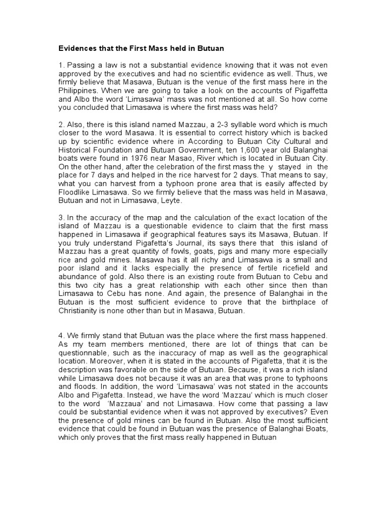 Evidences That The First Mass Held in Butuan | PDF | Cebu