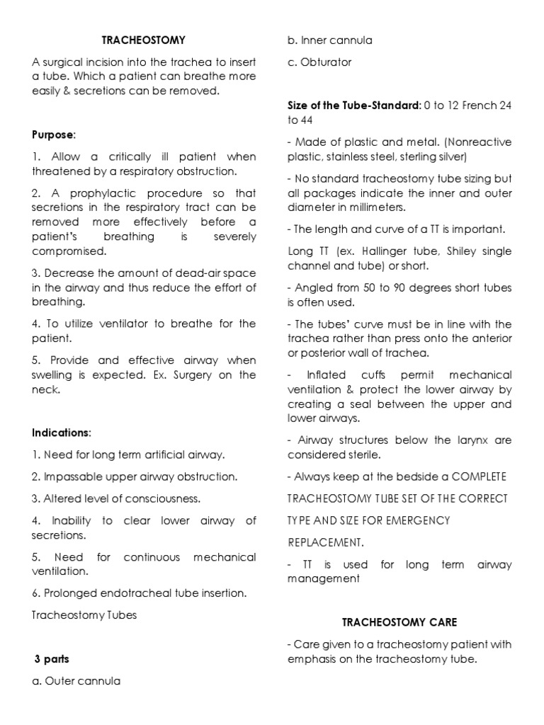 Tracheostomy Care and Management Guide | PDF | Wound | Respiratory Tract