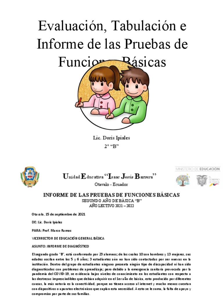 Informe de Diagnóstico de Las Pruebas de Funciones Básicas | PDF | Escritura | Aprendizaje