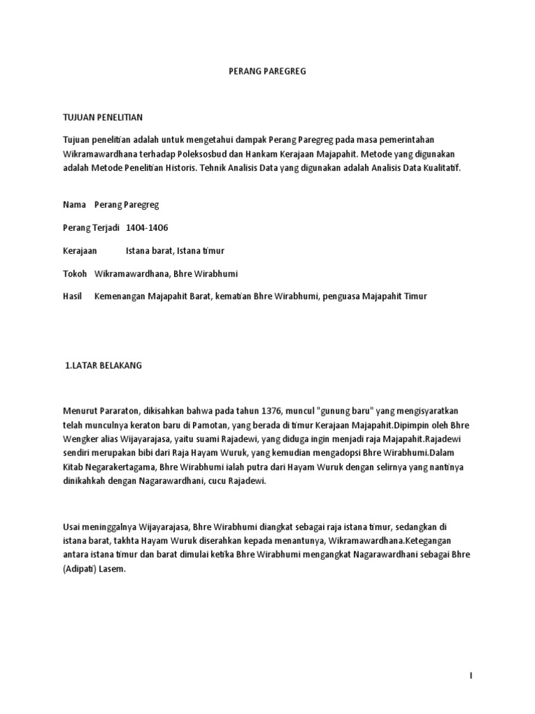 Perang Paregreg | PDF