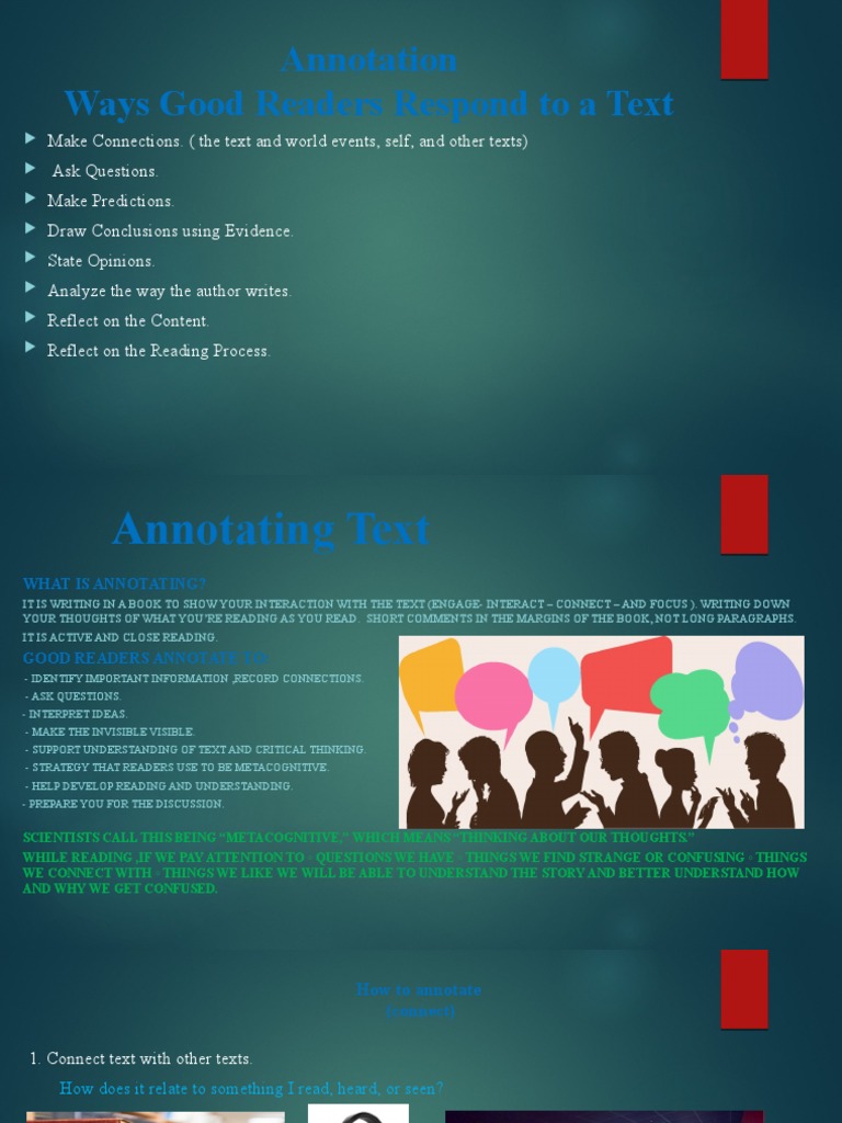 Annotation Ways Good Readers Respond To A Text | PDF | Metacognition ...