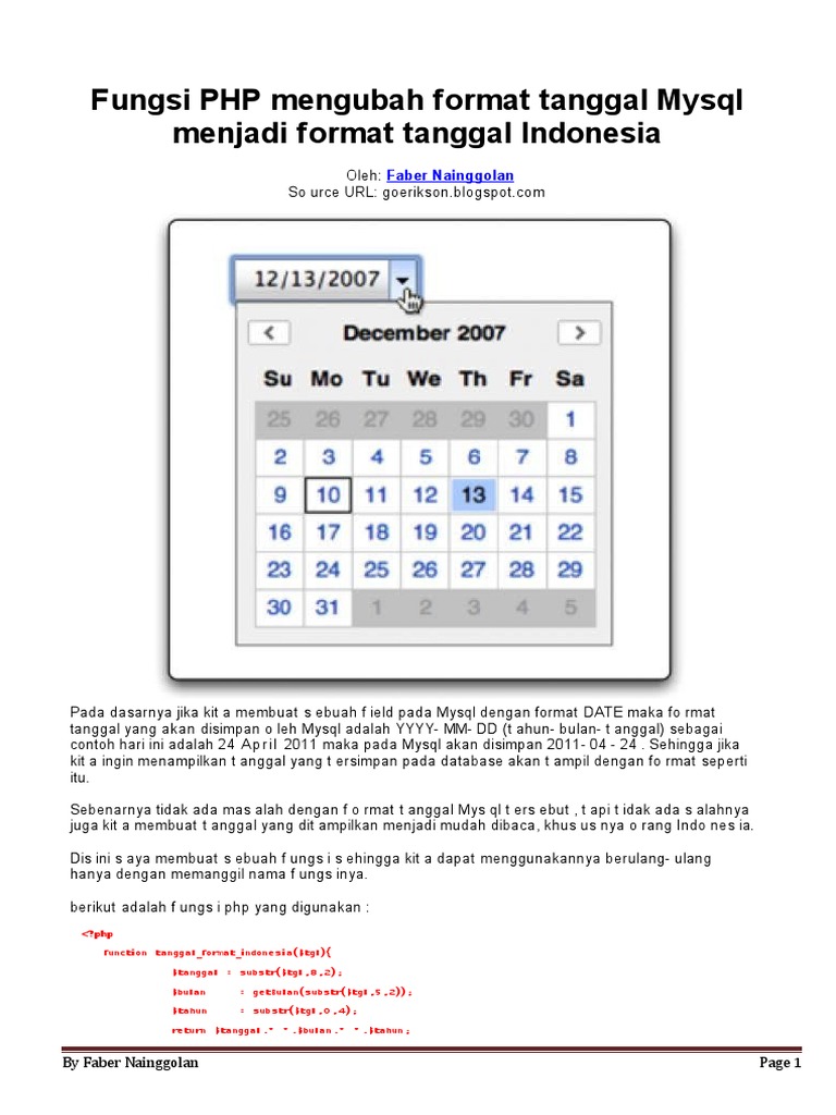Mengubah Format Tanggal Mysql Menjadi Format Tanggal Indonesia | PDF