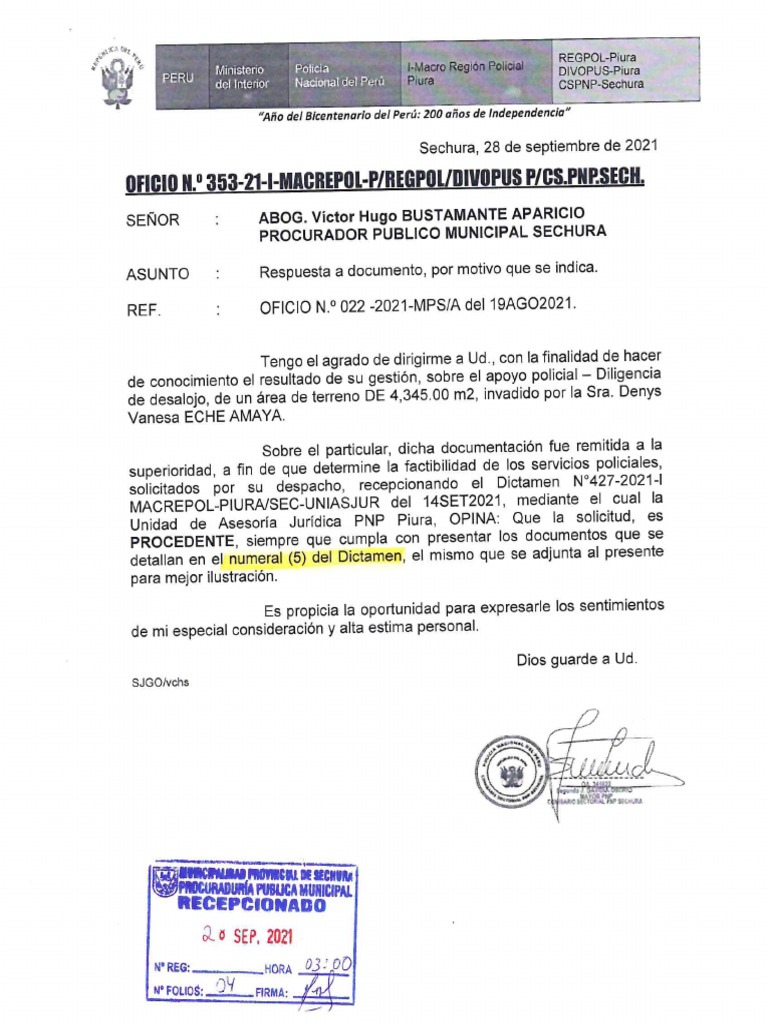 Oficio Comisaria | PDF