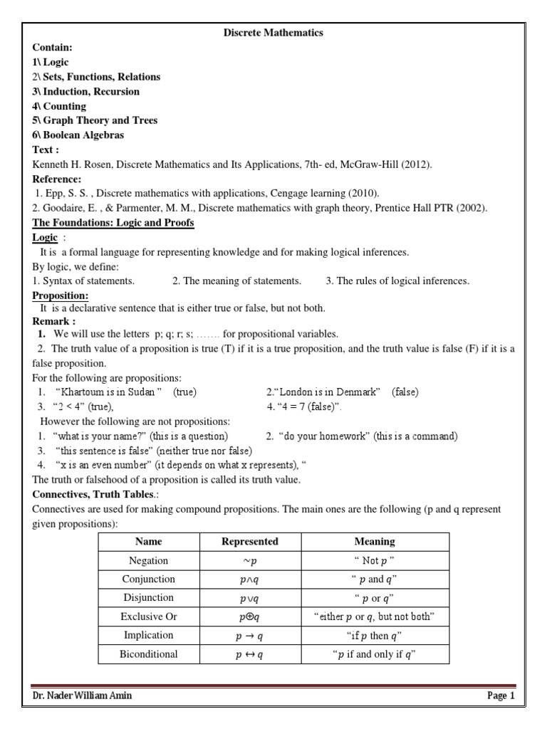 An Introduction to Discrete Mathematics: Logic, Sets, Functions ...