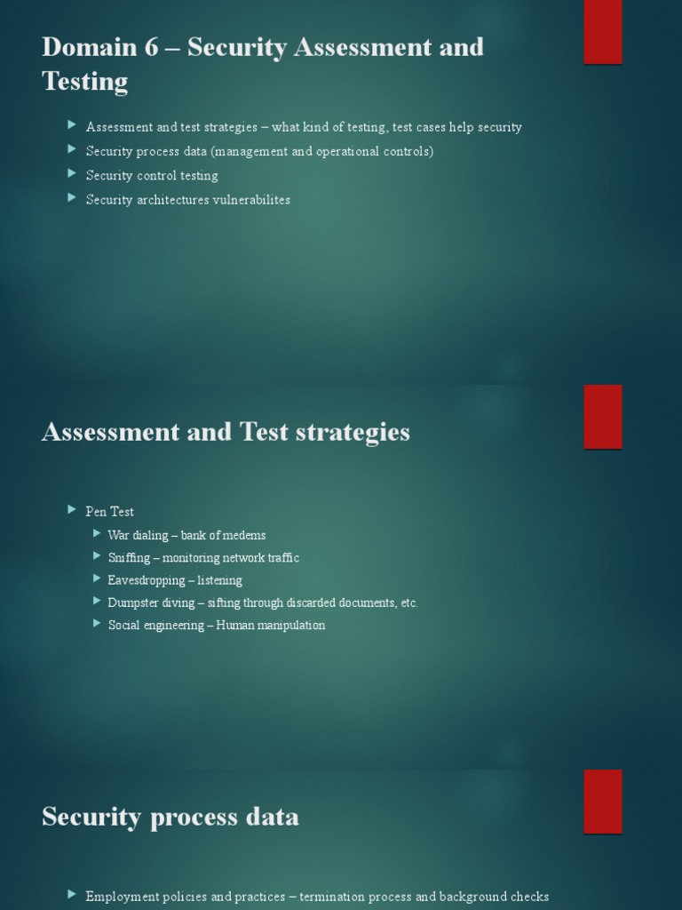Cissp Domain 6 Security Assessment And Testing Pdf Access Control Authentication