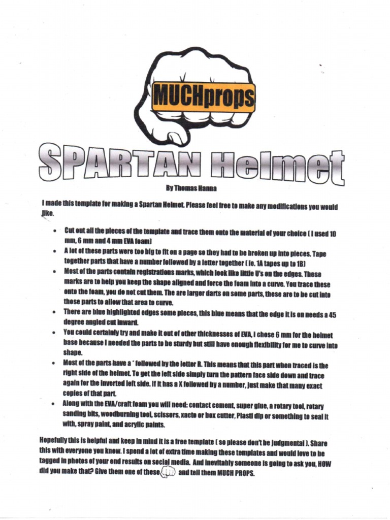 Spartan Helmet Template PDF
