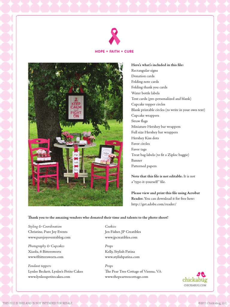 Breast Cancer Printables | PDF | Stationery | Written Communication