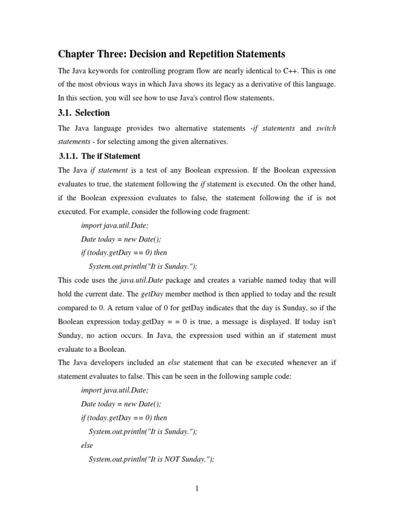 Chapter Three: Decision and Repetition Statements: 3.1. Selection | PDF ...