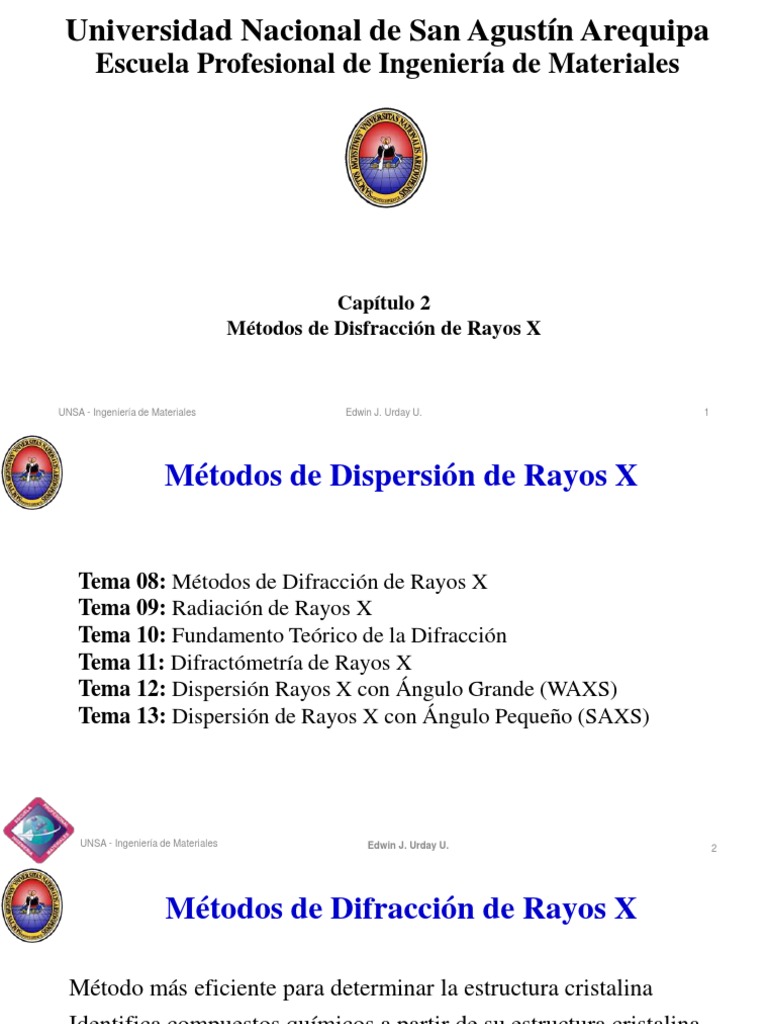 Difracción y Radiación de Rayos X | PDF | Cristalografía de rayos X | Rayo X