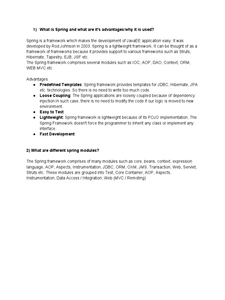 Spring Interview Questions | Download Free PDF | Spring Framework ...