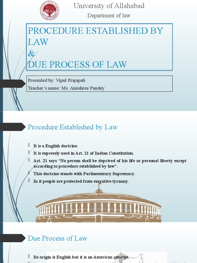 PROCEDURE ESTABLISHED BY LAW Vs DUE PROCESS OF LAW | PDF | Politics | Social Science