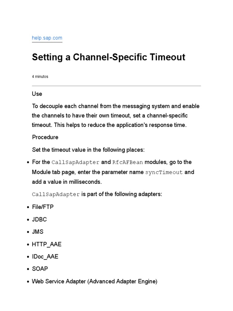 Setting A Channel-Specific Timeout | PDF | Computer Architecture | Computer Programming