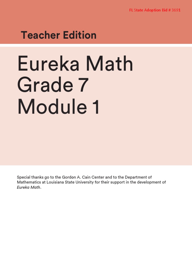 Eureka Math Grade 7: Teacher Edition | PDF | Ratio | Equations