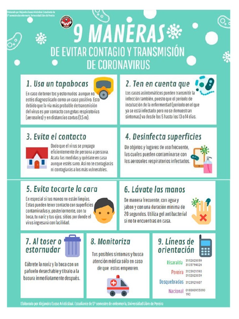 9 Maneras de Evitar El Contagio Covid 19 | PDF