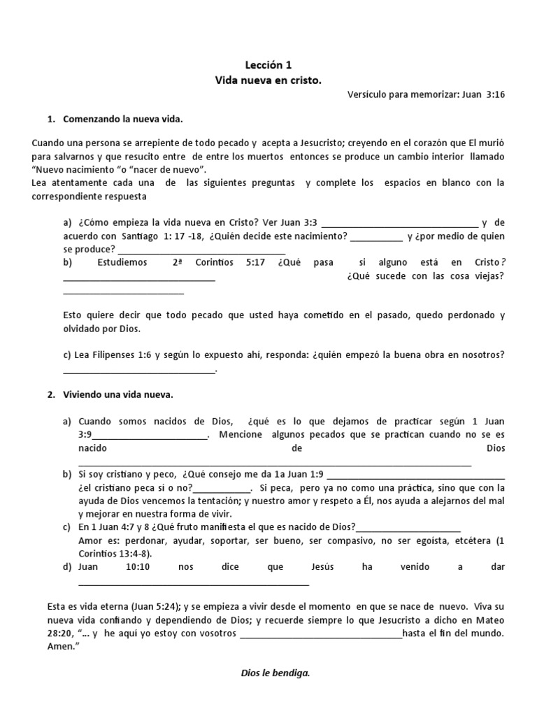Discipulado Vida Nueva En Cristo Corregido Pdf Oración Jesús