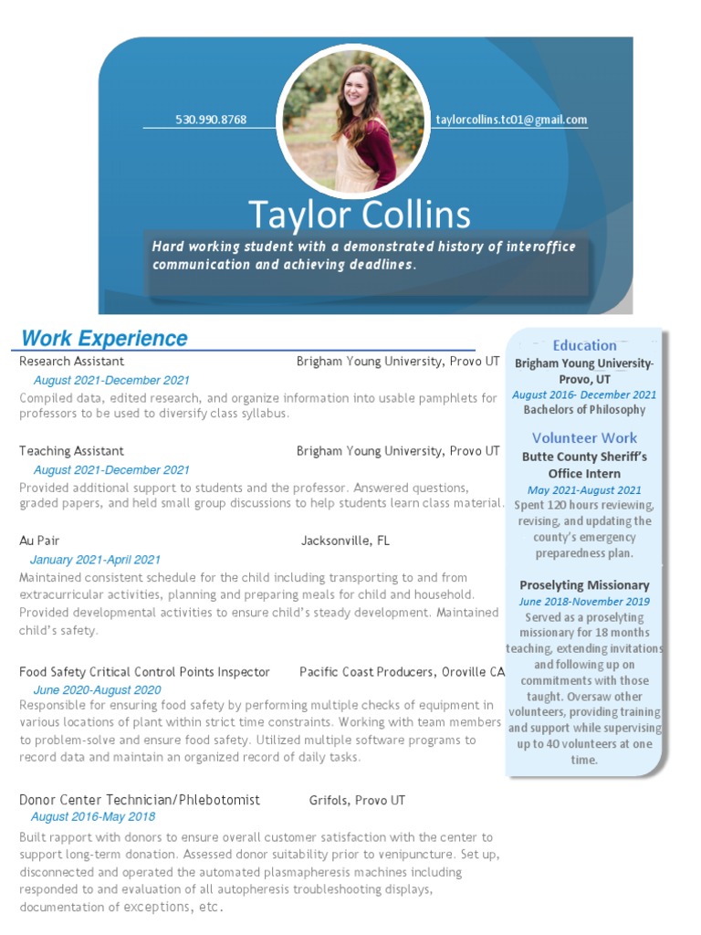 Taylors Resume | PDF
