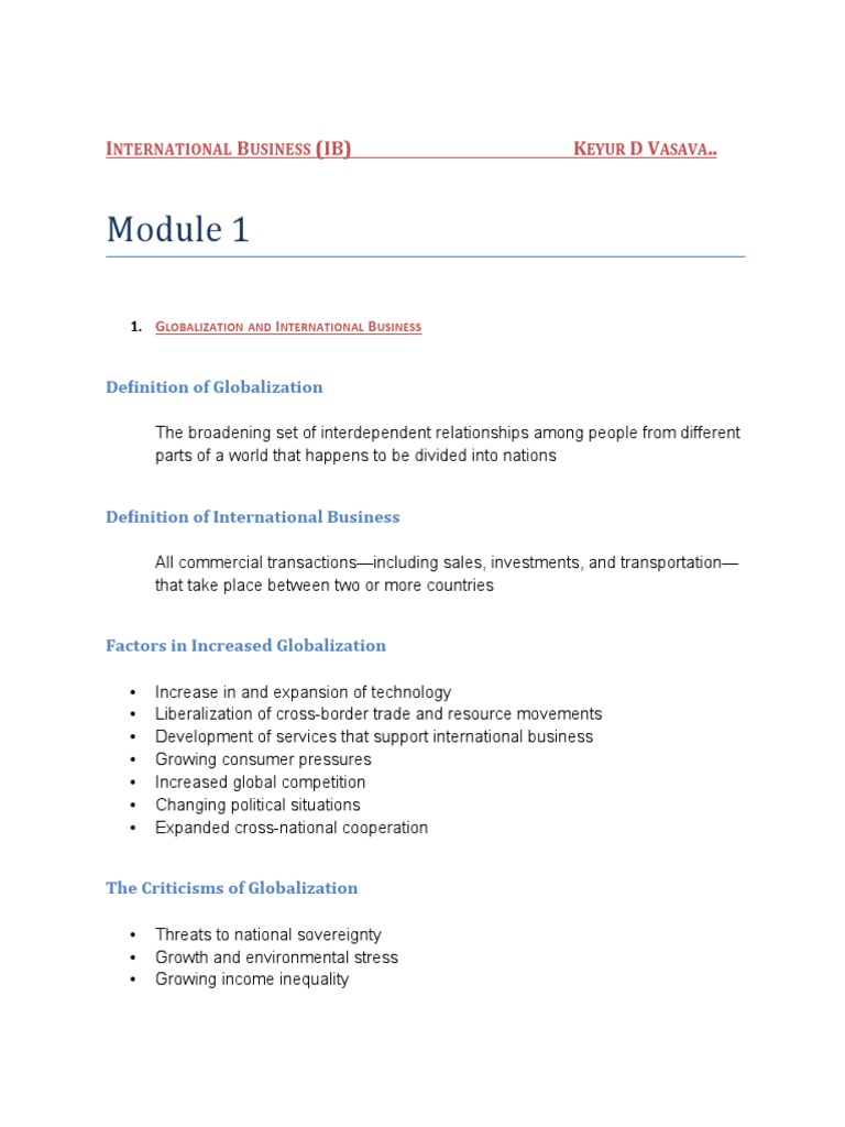 International Business | PDF | Economics | Globalization
