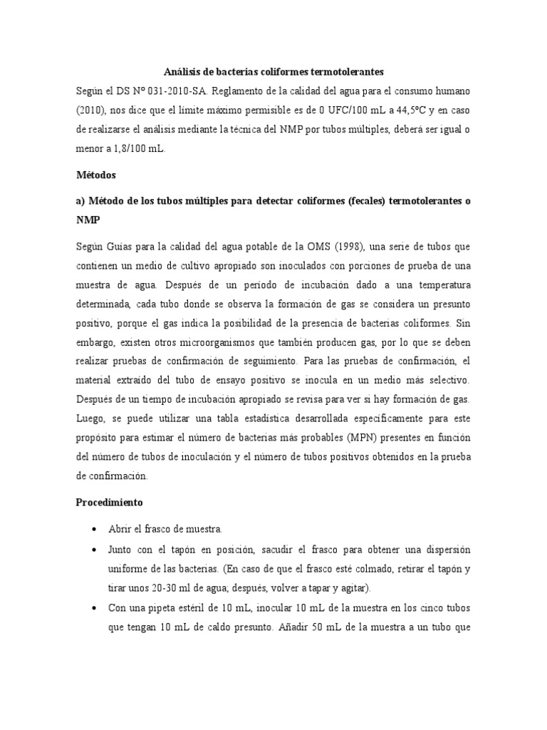 Coliformes termotolerantes-Color-Aceites y Grasas | PDF | Agua | Filtración