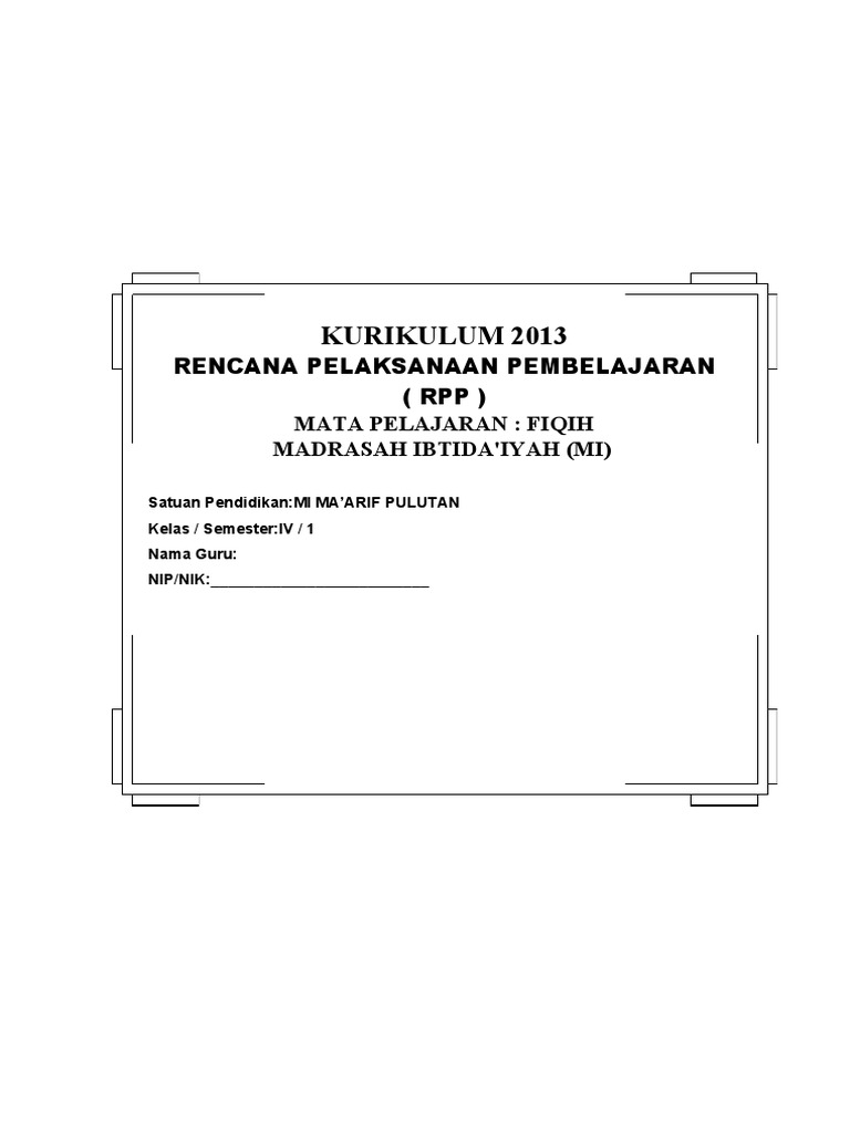RPP Fikih Kelas 4 | PDF | Karier & Perkembangan