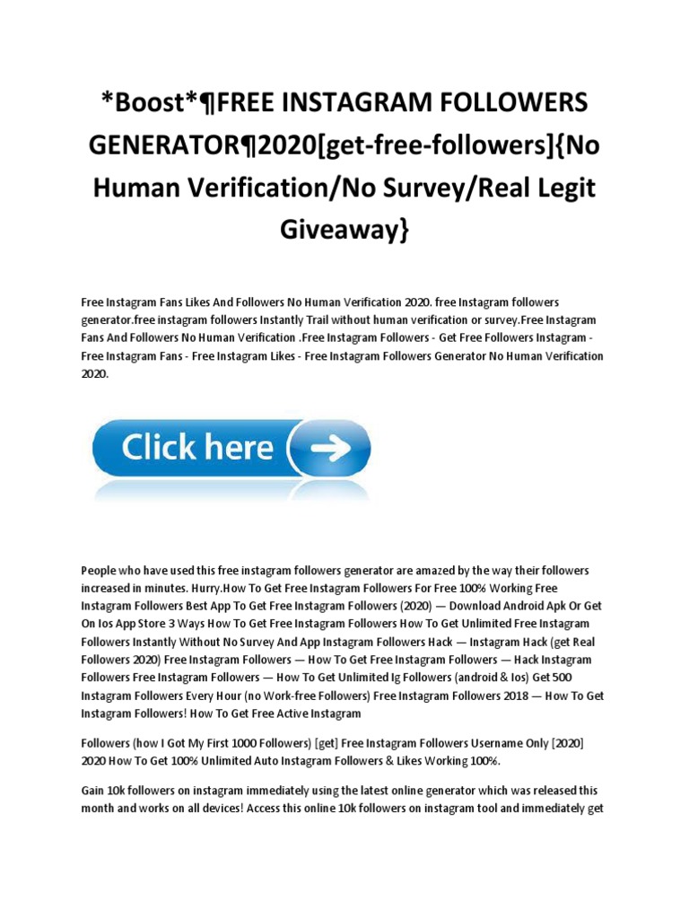 Boost Free Instagram Followers GENERATOR 2020 (Get-Free-Followers) (No ...