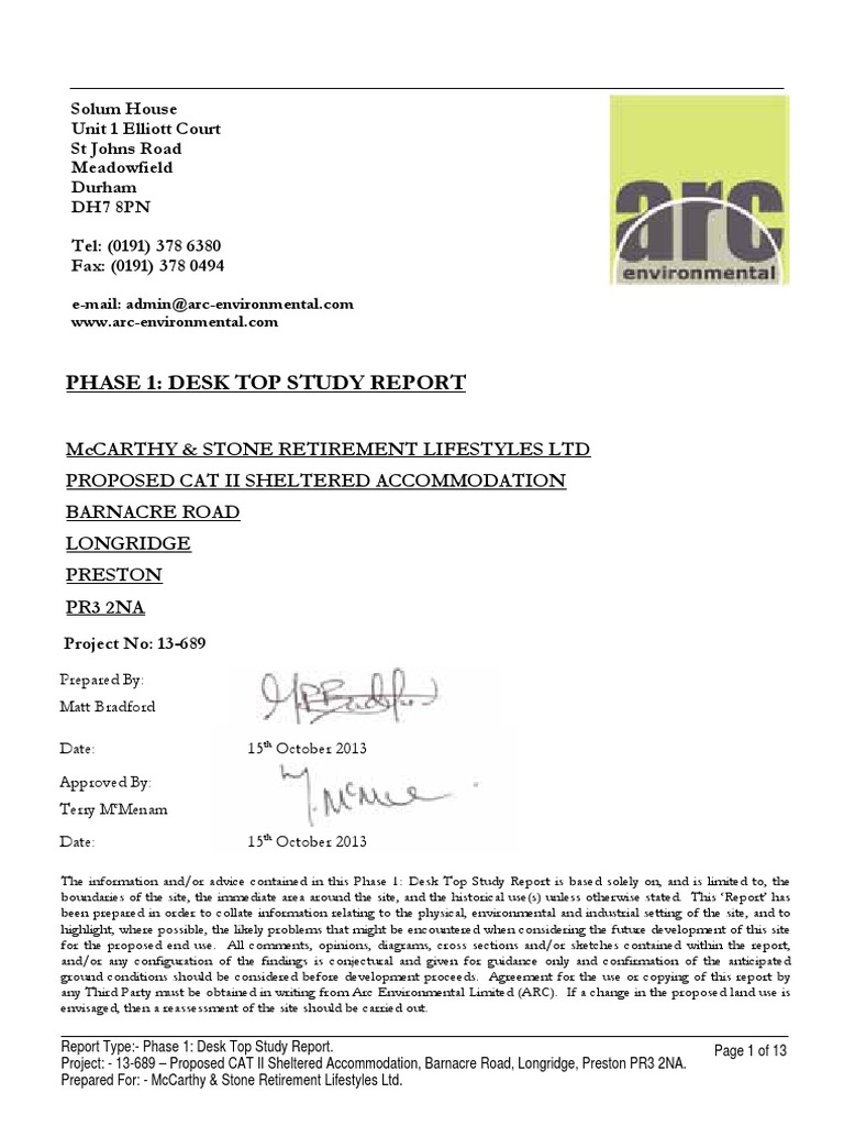 Phase 1 Contaminated Land Report: Longridge | PDF | Aquifer | Groundwater