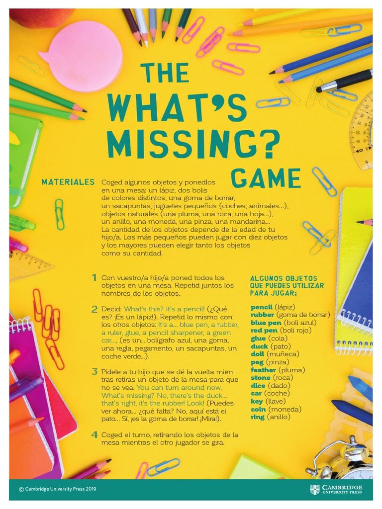 71 The Whats Missing Game | PDF | Implementos de escritura | Papelería