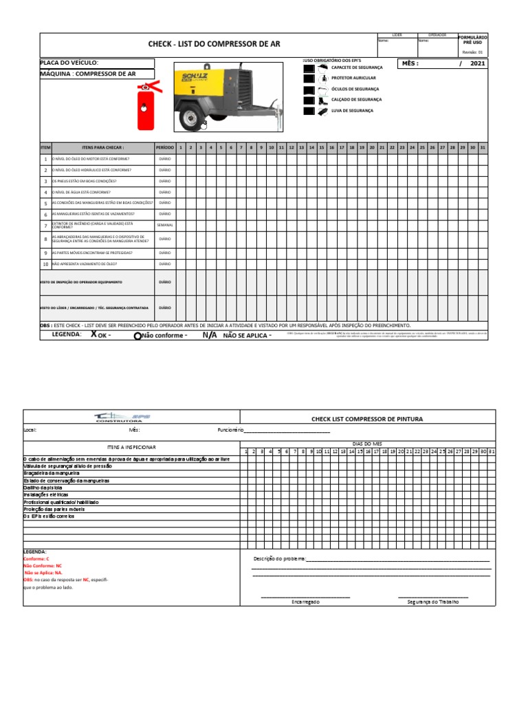 CHECK LIST COMPRESSOR Diesel | PDF