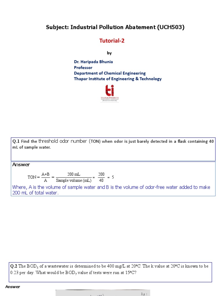 Tutorial 2 (Answers) | PDF | Water | Ph