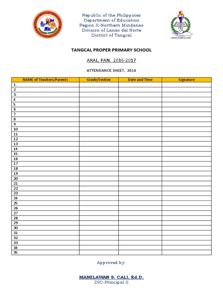 Attendance Sheet - ARAL PAN | PDF | Philippines | Government