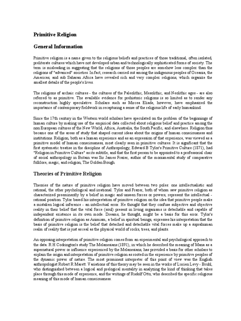 Primitive Religion General Information | PDF | Rituals | Monotheism