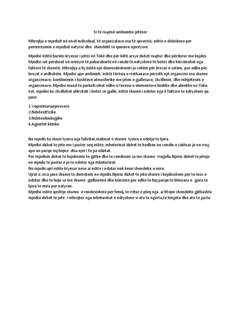 Si Të Ruajmë Ambientin Jetësor | PDF