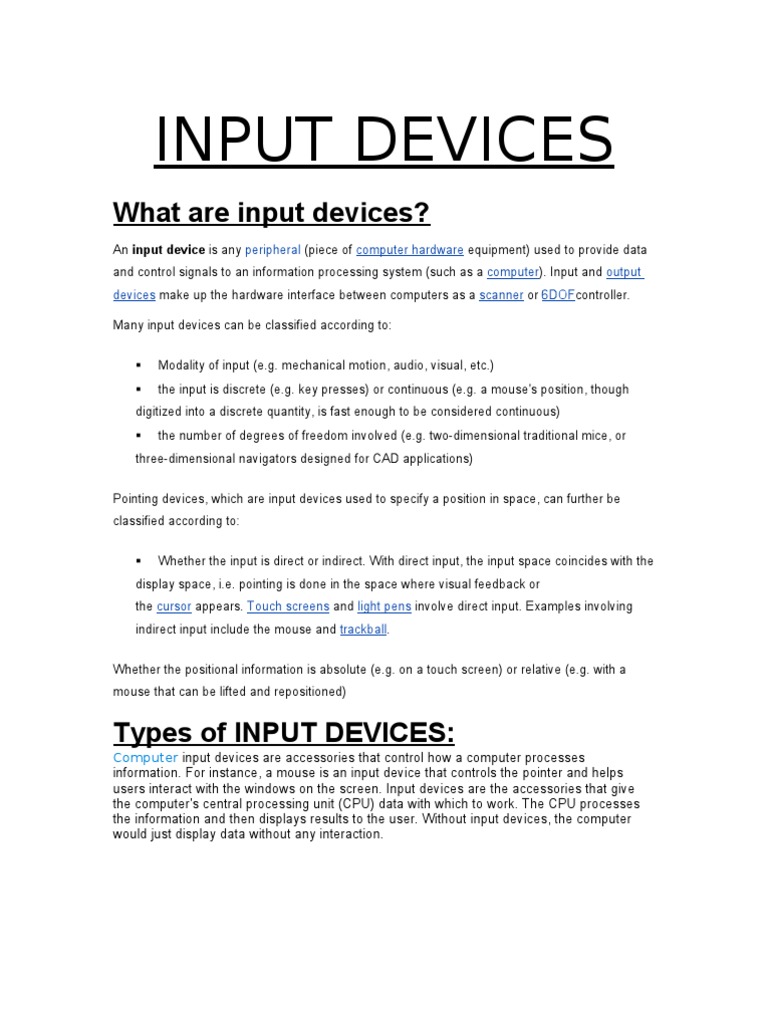 Input Devices | PDF | Computer Keyboard | Usb