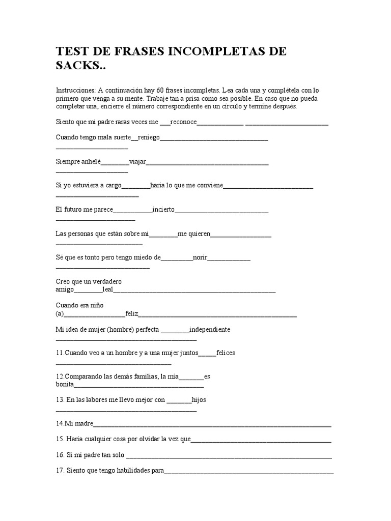 Análisis de frases incompletas para revelar pensamientos y emociones ...
