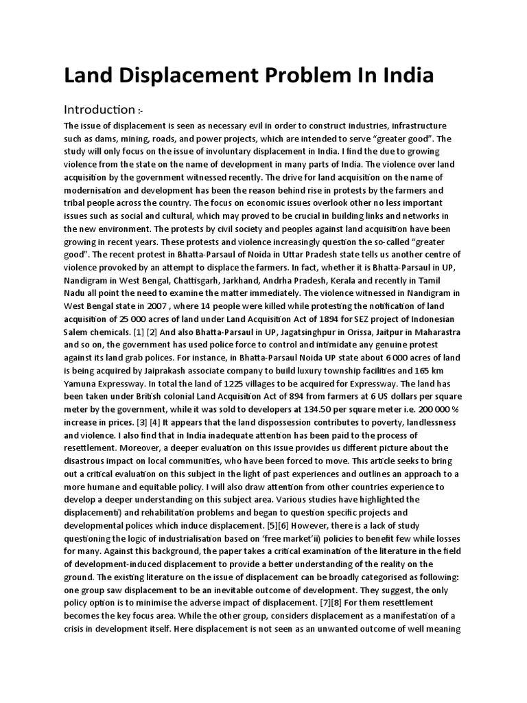 Land Displacement Problem in India | PDF | Economies