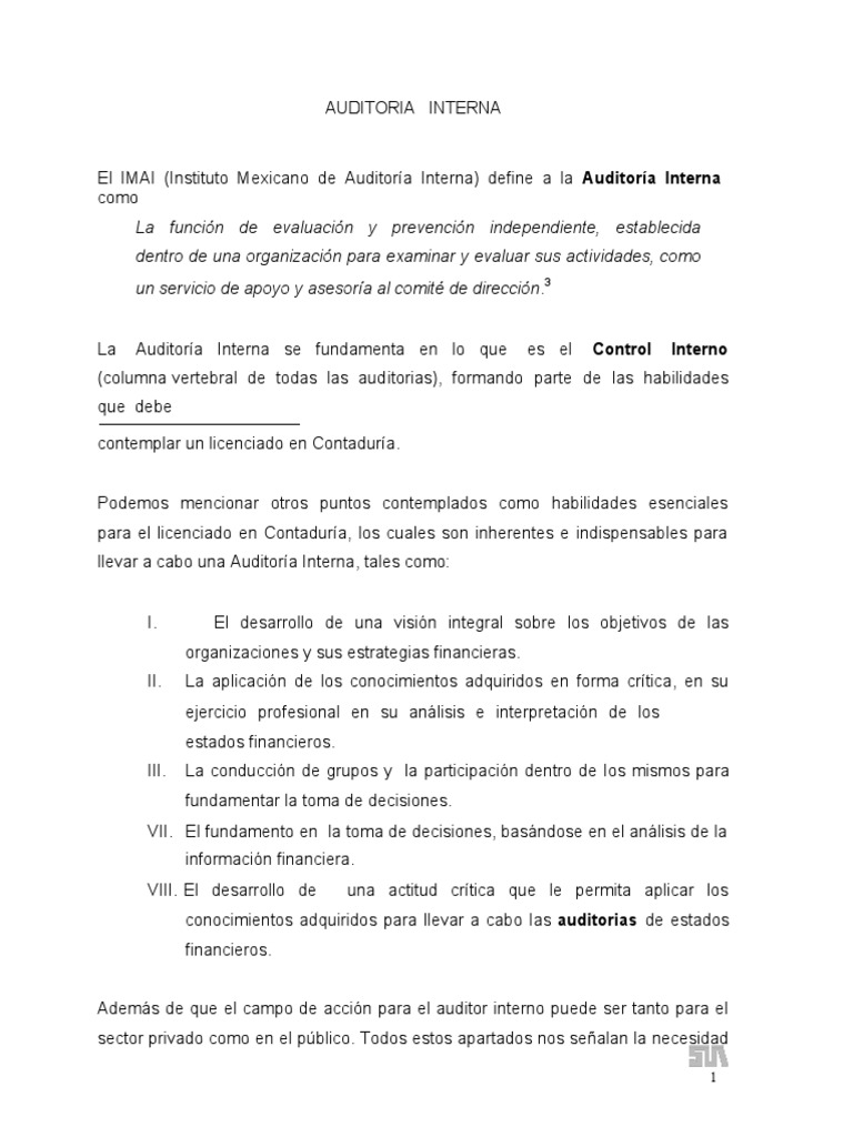 Auditoria Interna Definición | PDF | Auditoría | Contralor