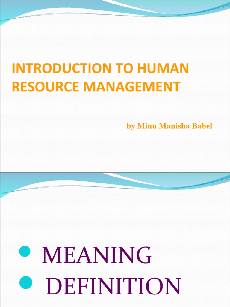 Introduction To Human Resource Management: by Minu Manisha Babel | PDF ...