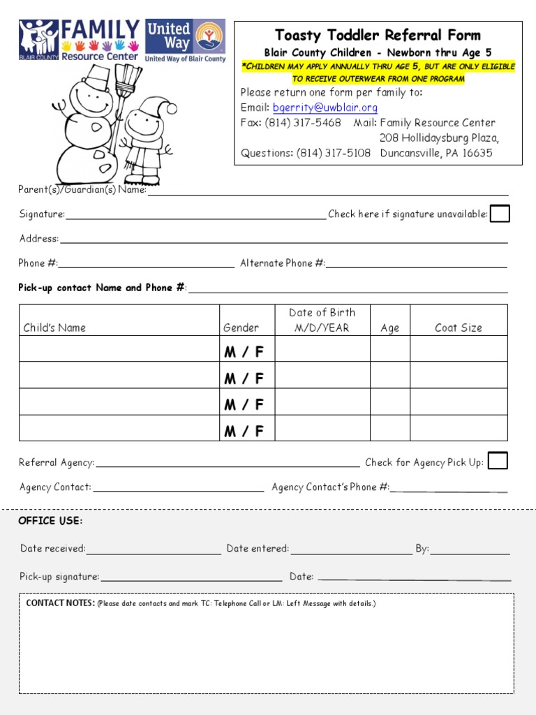 Toasty Toddler Referral Form | PDF