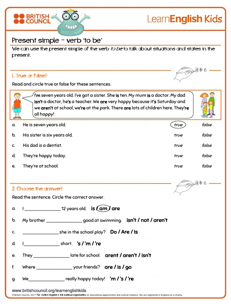 Grammar Practice Present Simple Verb To Be Worksheet | PDF | Human ...