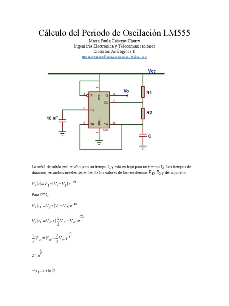 Cálculo Del Periodo de Oscilación LM555 | PDF