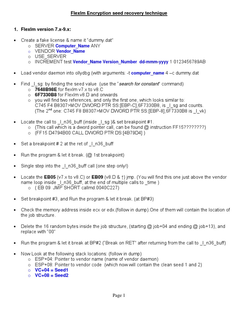 Flexlm 7.x-11.4 Seed Extraction | PDF | Pointer (Computer Programming) | Software