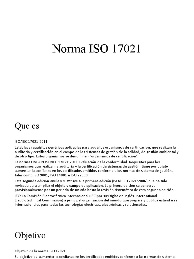 Norma ISO 17021 | PDF | Organización internacional para la ...