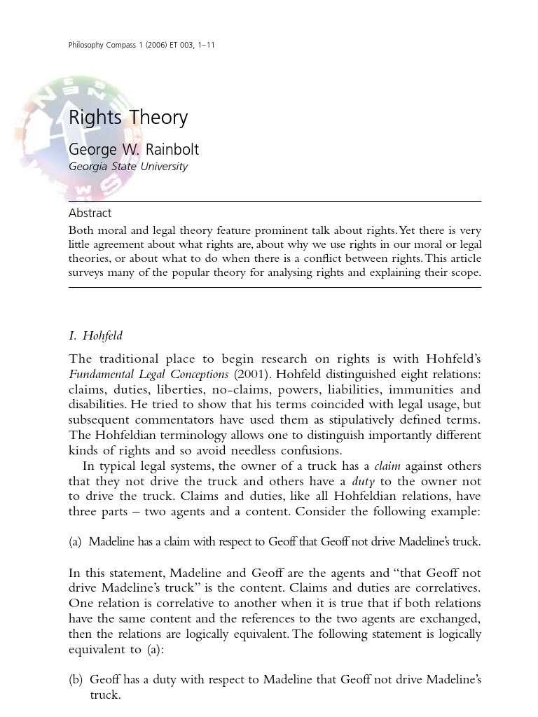 Hohfeld's Theory | PDF | Natural And Legal Rights | Rights