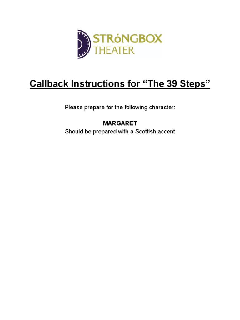 Callback Instructions For "The 39 Steps" | PDF