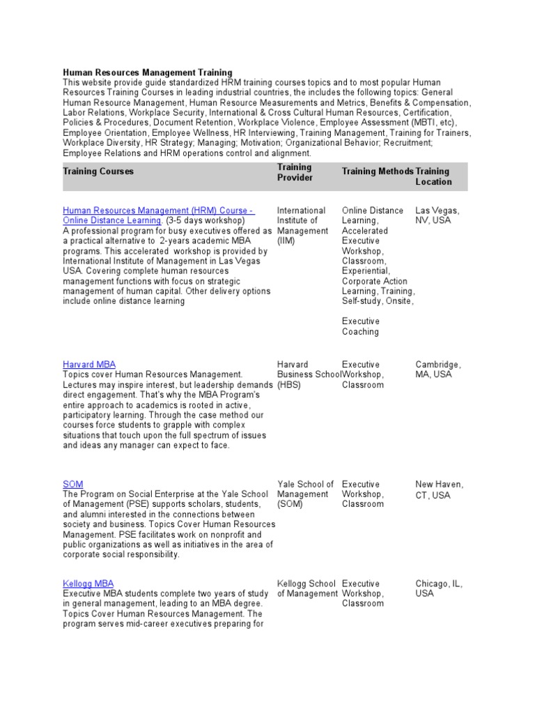 Human Resources Management Training | PDF | Human Resource Management ...