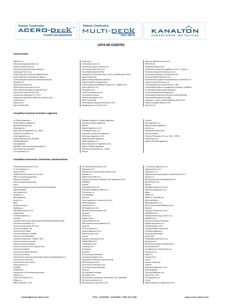 Lista de Clientes 2020 | PDF | Perú